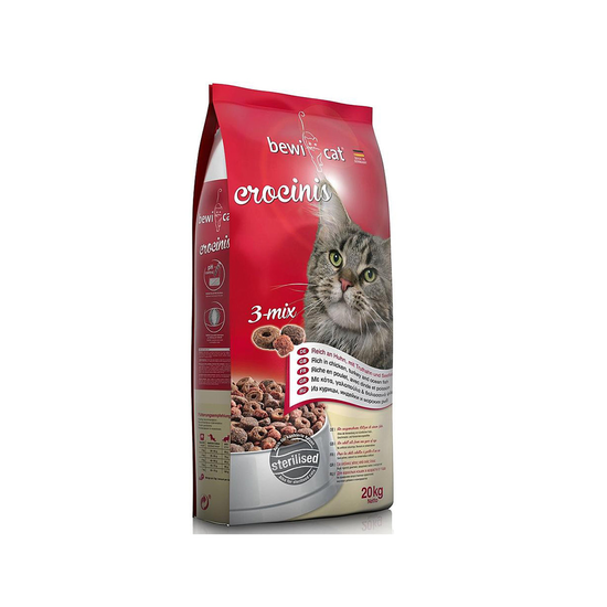 Bewi Crocinis 3 Mix Sterilised Cat Dry Food 20kg – Happet