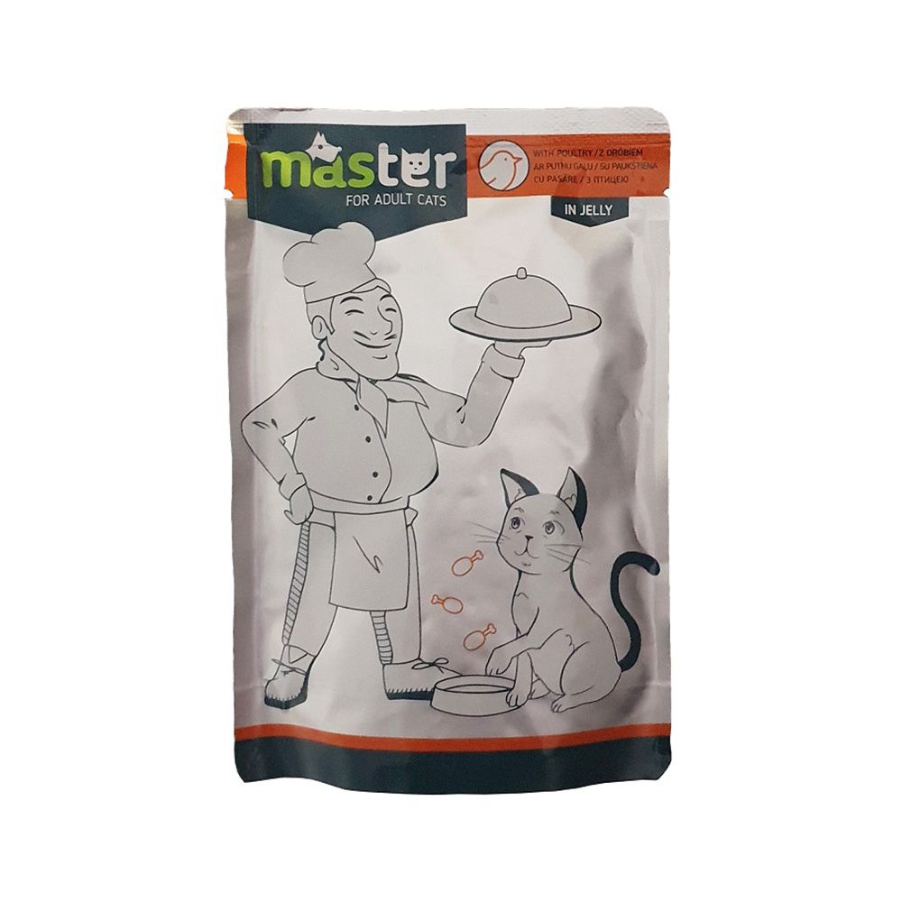 Master Cat Wet Food Adult with poultry in jelly Pouch 80 g – Happet