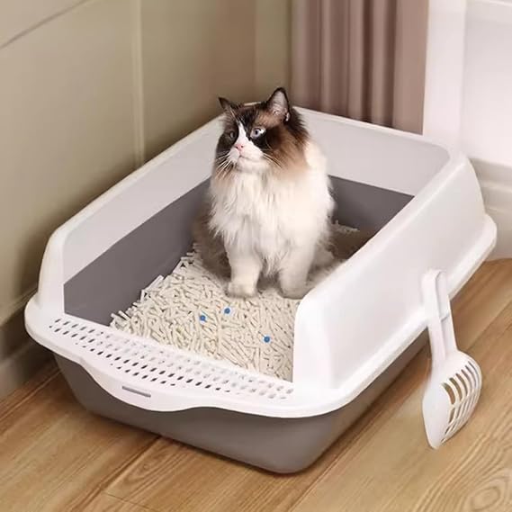 Naomi E255 open litter box with shovel - black – Happet