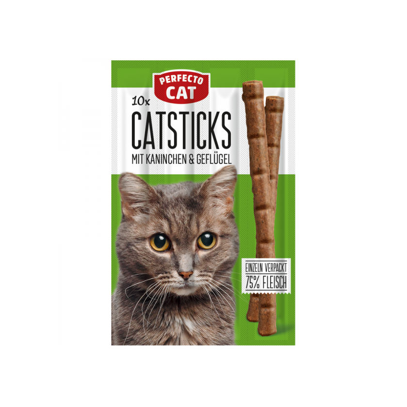 Perfecto Cat 10 sticks Katzensticks Kaninchen & Geflügel 50g – Happet