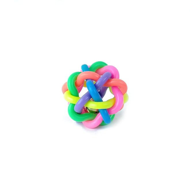 Knit Ball/Rainbow dog toy/dog ball toy with bell inside medium – Happet