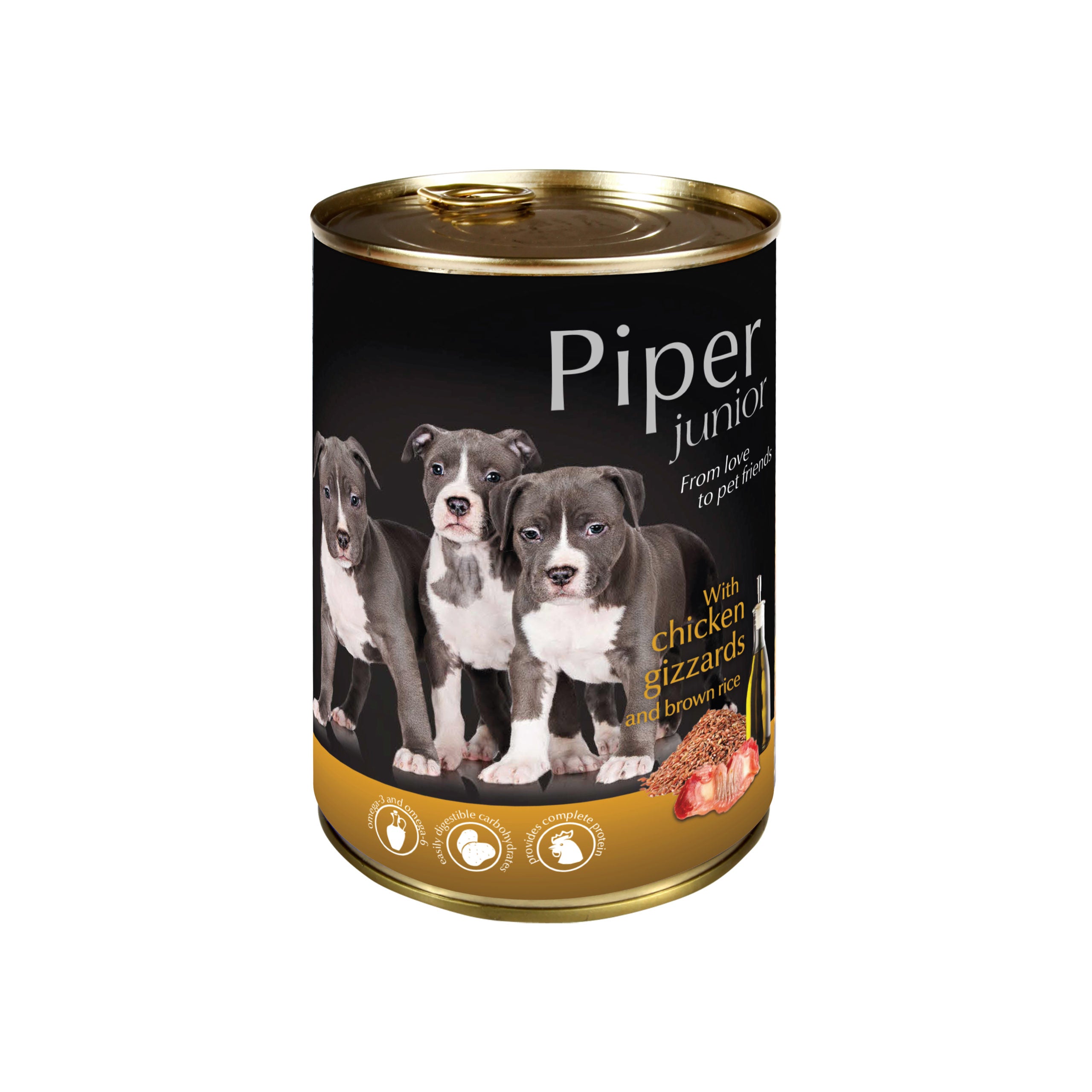 PIPER JUNIOR WITH CHICKEN GIZZARDS AND BROWN RICE 400 G – Happet